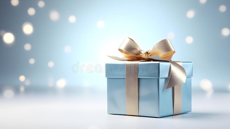 Light Blue Gift Box in Front of a Light Background with Copy Space ...