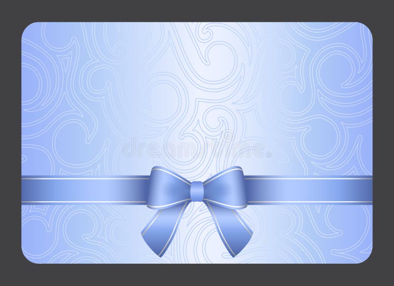 Light Blue Gift Card with Ribbon and Swirl Ornamen Stock Vector ...