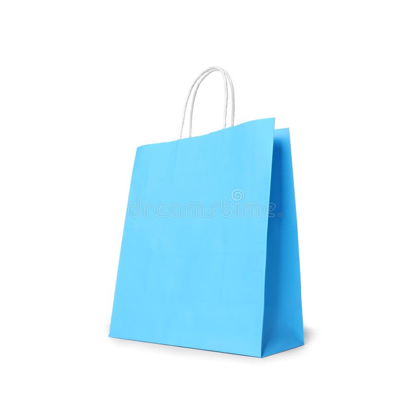 Light Blue Gift Paper Bag on White Background Stock Photo - Image of ...
