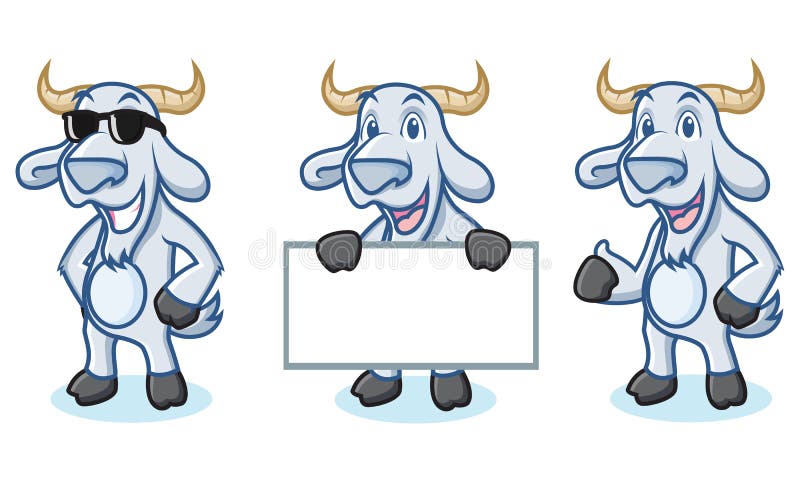 Light Blue Goat Mascot Happy Stock Vector - Illustration of cartoon ...