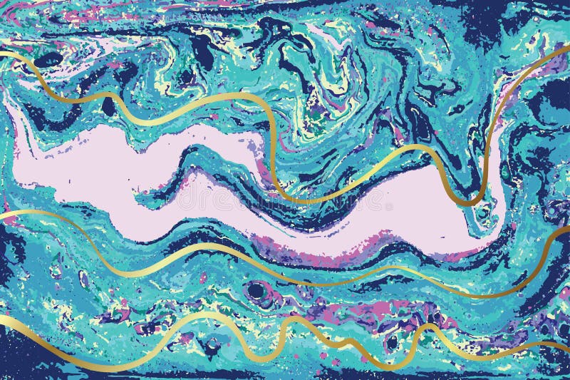 Light Blue Marble Background with Dark and Gold Veins Stock Vector ...