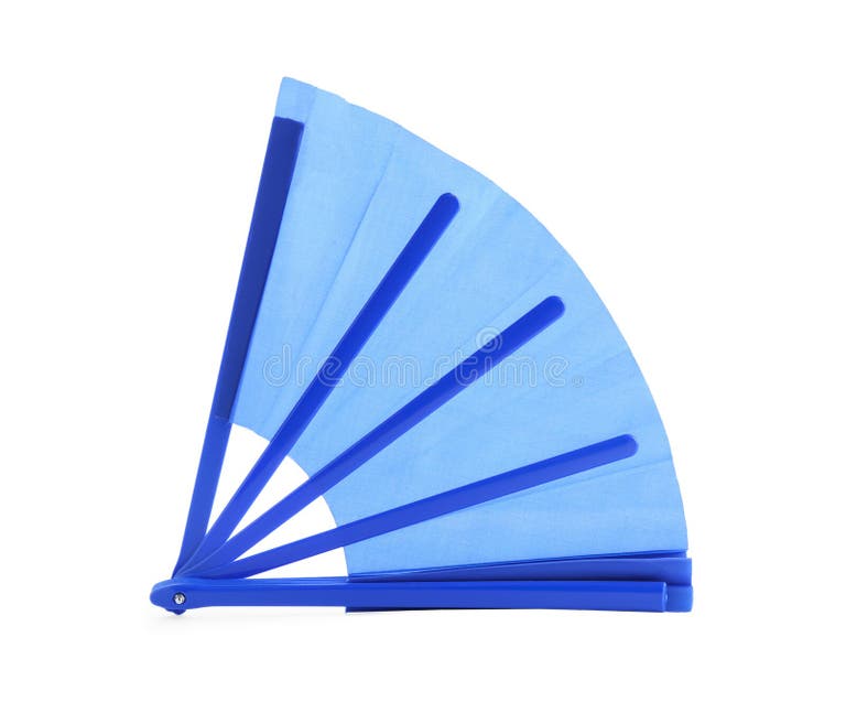 Light Blue Hand Fan Isolated on White Stock Image - Image of asian ...