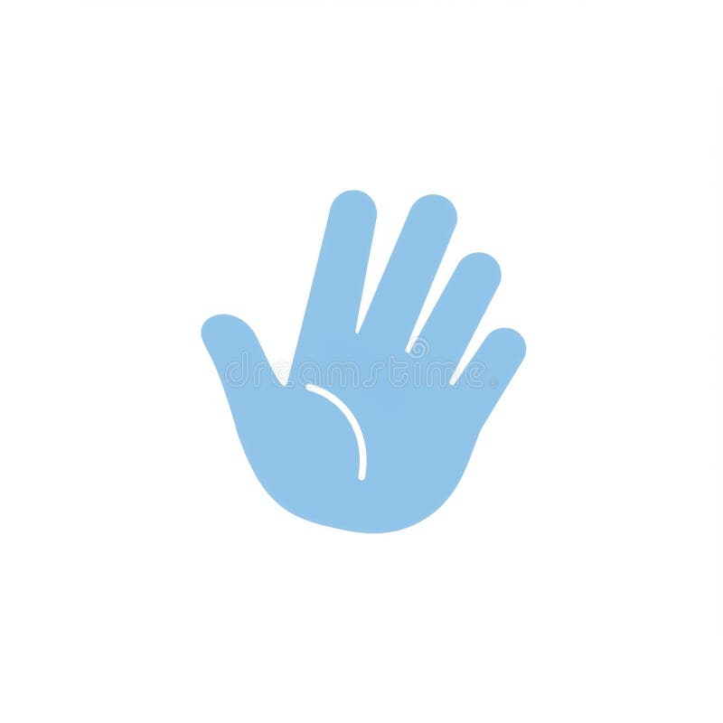 Light Blue Hand Wave Gesture on White Background Stock Illustration ...