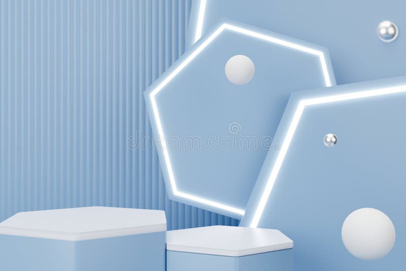Light blue hexagon podium. stock illustration. Illustration of ...