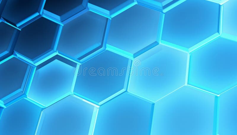 Light Blue Hexagons with Bright Lighting Edges. Banner Template ...