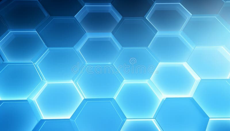 Light Blue Hexagons with Bright Lighting Edges. Banner Template ...