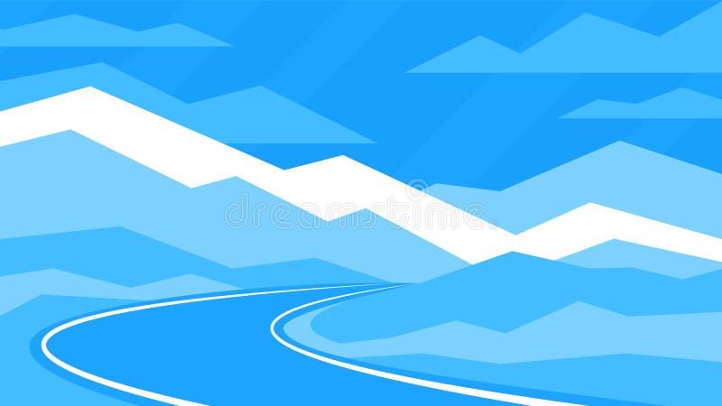 Light Blue Horizontal Landscape Road among Mountains Stock Vector ...
