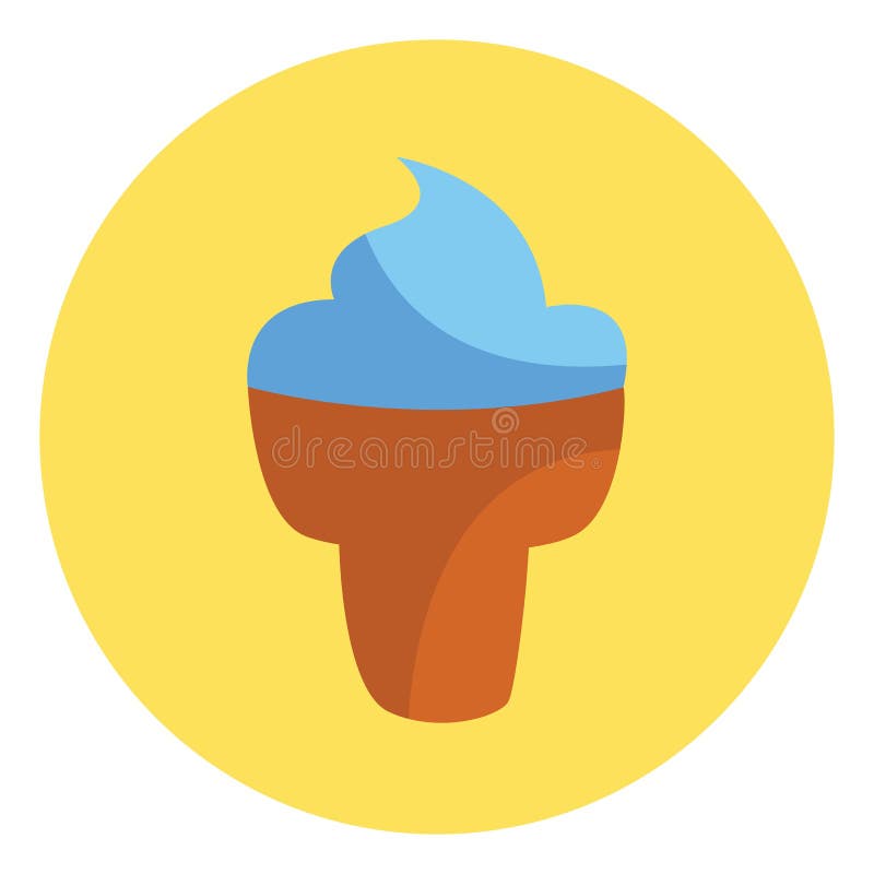 Light blue ice cream, icon stock vector. Illustration of snack - 261068875