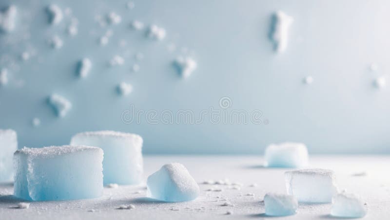 Light Blue Icy Background with Frozen Textures and Scattered Ice Chunks ...