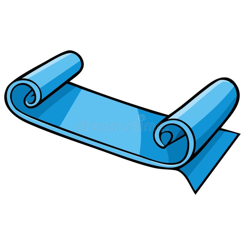 Light Blue Illustrated Banner Scroll with Rolled Edges for Promotion or ...