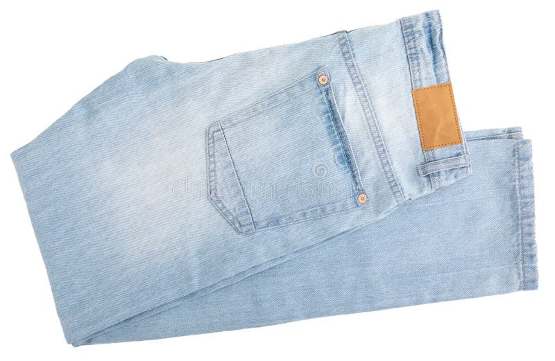 Light Blue Jeans with Tag. Isolated. Stock Image - Image of pants ...