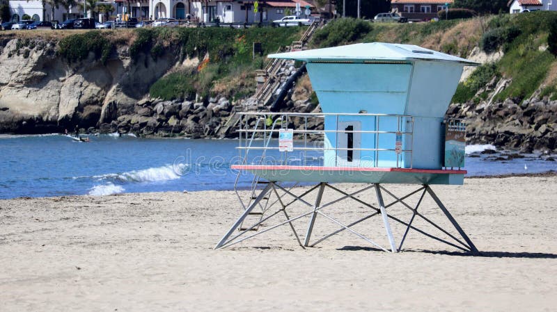 A Light Blue Lifeguard Tower on the White Beach Stock Photo - Image of ...