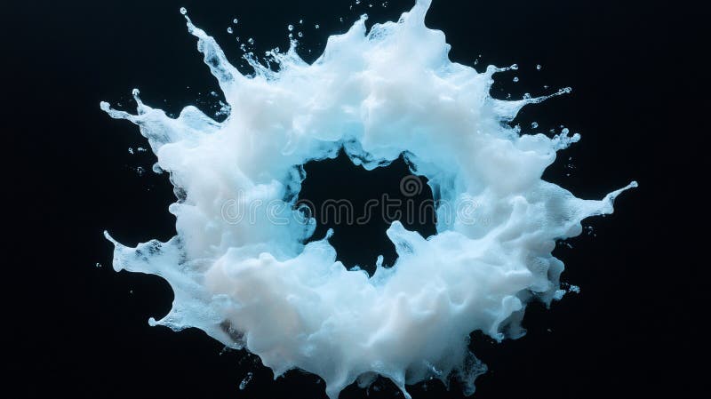 Light Blue Liquid Explosion Creating a Ring Shape on a Black Background ...