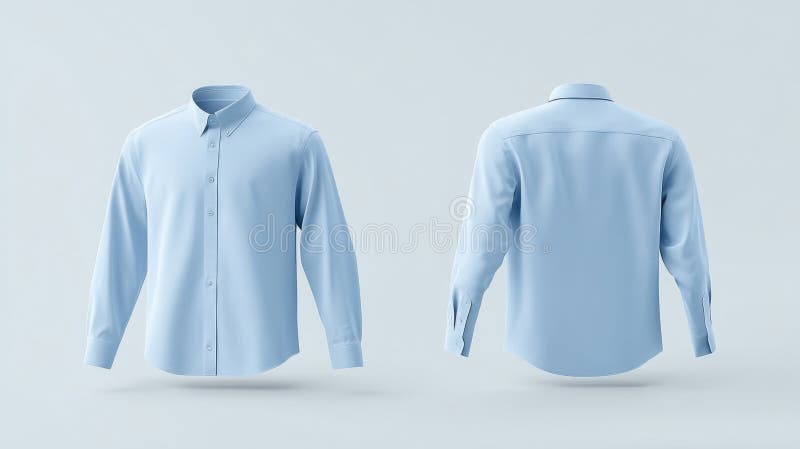 Light Blue Long Sleeve Button Down Shirt Mockup Stock Illustration ...