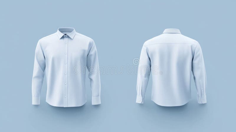 Light Blue Long Sleeve Shirt Mockup Front and Back Stock Illustration ...