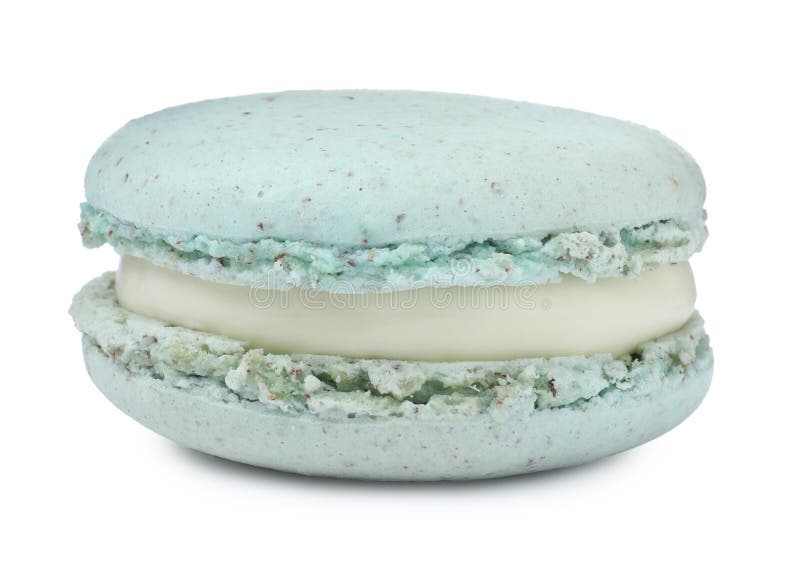 Light Blue Macaron Isolated on White. Delicious Dessert Stock Image ...