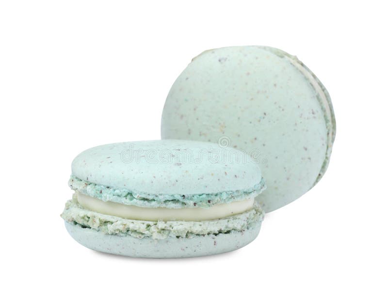Light Blue Macarons on White Background. Delicious Dessert Stock Image ...