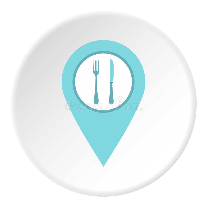 Light Blue Map Pointer with Restaurant Sign Icon Stock Vector ...