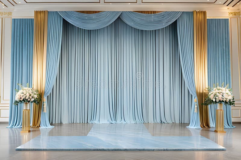 Light Blue Marble Stage As a Wedding Backdrop. Elegant and Luxurious ...