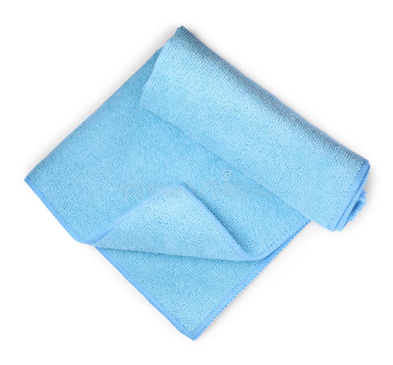 Light Blue Microfiber Cloth Isolated on White, Top View Stock Photo ...