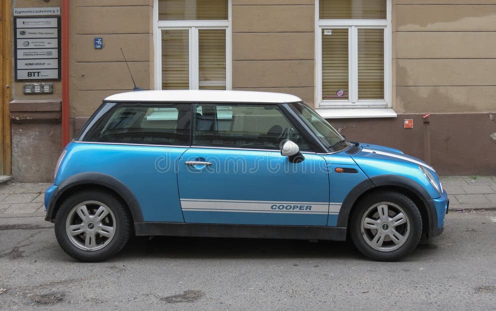 Light Blue Mini Cooper Car in Vilnius Editorial Photo - Image of travel ...