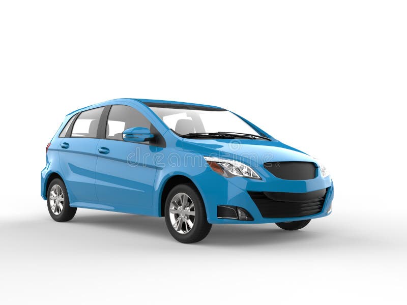 Modern Small Blue Compact Car - Side View Stock Illustration ...