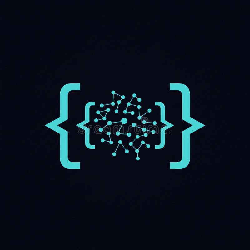 Light Blue Network of Connected Nodes Forms a Brain-like Shape on a ...