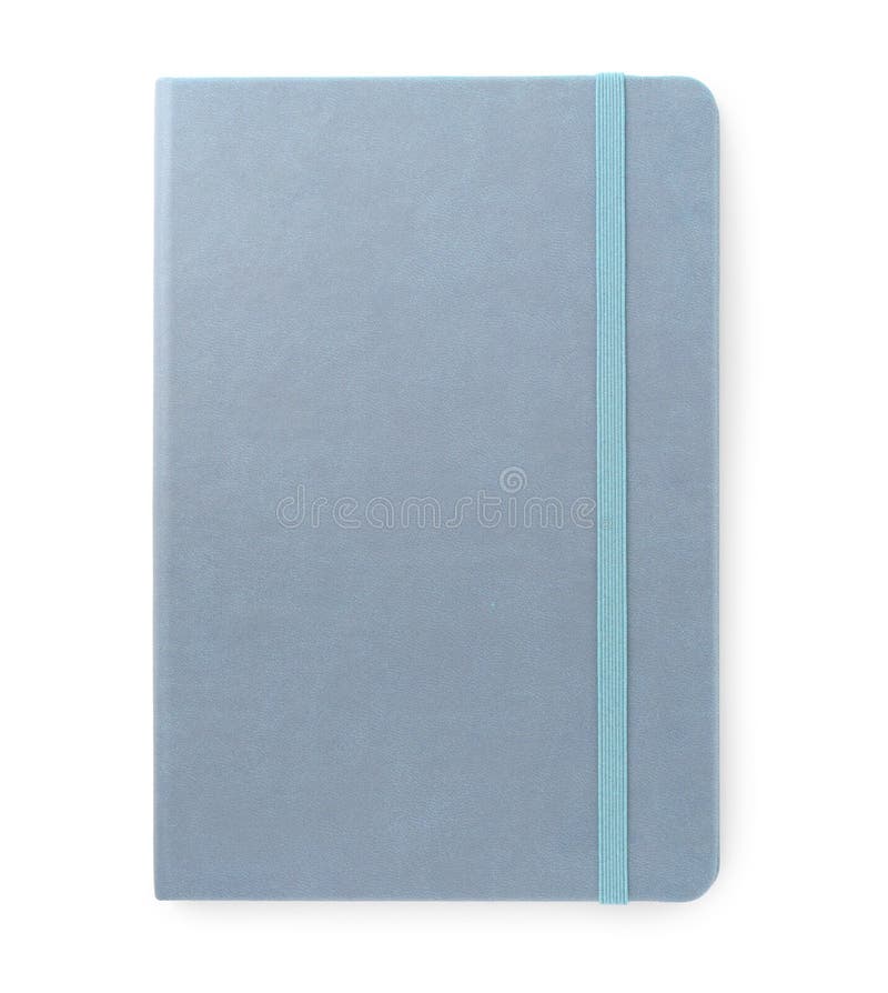 Light Blue Notebook Isolated on White, Top View Stock Photo - Image of ...