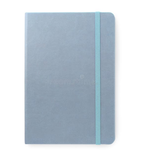 Light Blue Notebook Isolated on White, Top View Stock Photo - Image of ...