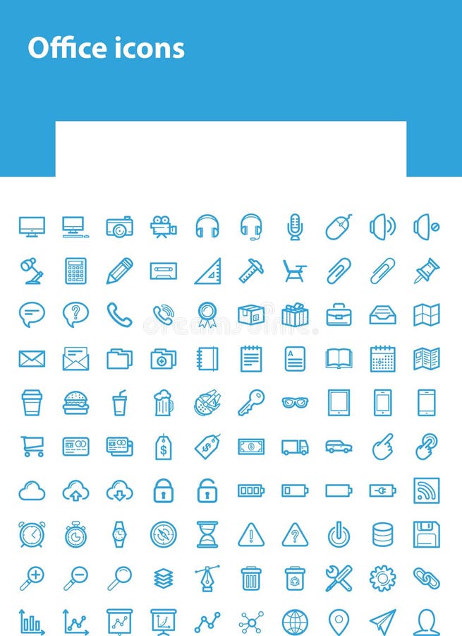 Light Blue Office Icons for Websites Stock Vector - Illustration of ...
