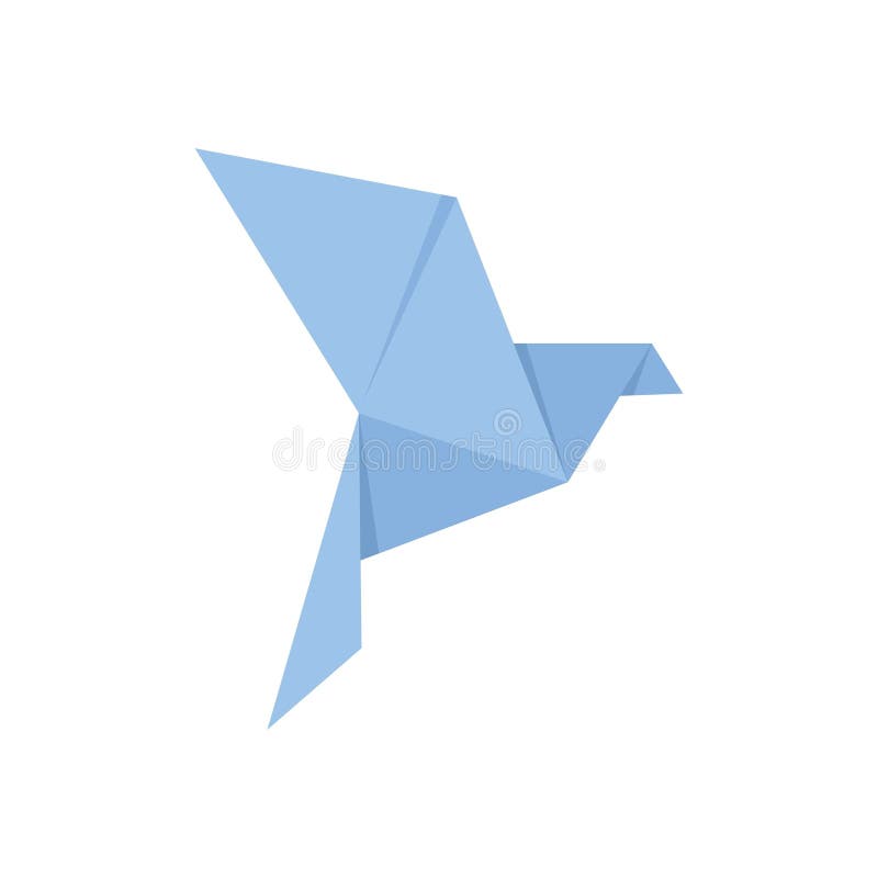 Light Blue Origami Bird Flying with Folded Paper Wings Stock Vector ...