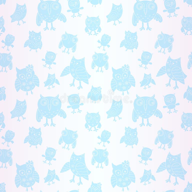 Light Blue Owl Seamless Pattern Stock Vector - Illustration of kids ...