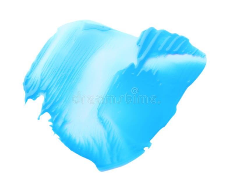 Light Blue Paint Sample on White Background, Top View Stock Photo ...