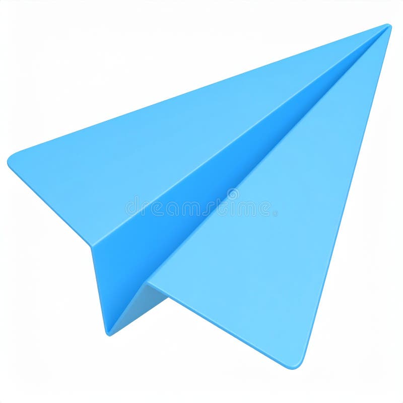 Light Blue Paper Airplane on White Background Stock Illustration ...