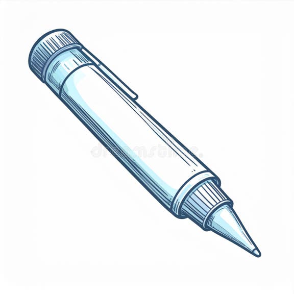 Light Blue Pen Illustration on White Background Stock Illustration ...
