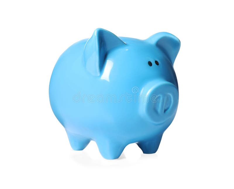 Light Blue Piggy Bank Isolated on White Stock Image - Image of invest ...