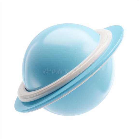 Light Blue Planet with White Ring 3D Render Stock Illustration ...