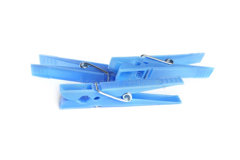 Light Blue Plastic Clothespins on White Background Stock Image - Image ...