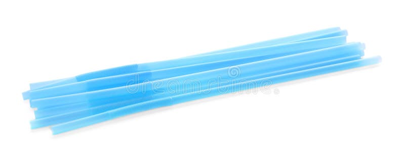 Light Blue Plastic Cocktail Straws on White Background Stock Image ...