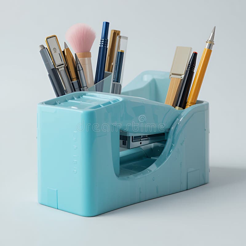 Organized Desk Pastel Stationery Supplies Holder Blue Background Stock Photos - Free & Royalty ...