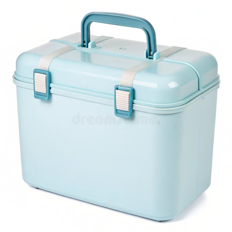 Light Blue Plastic Storage Case with Handle and Straps Stock ...