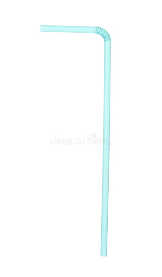 Light Blue Plastic Straw for Drink Isolated on White Stock Photo ...