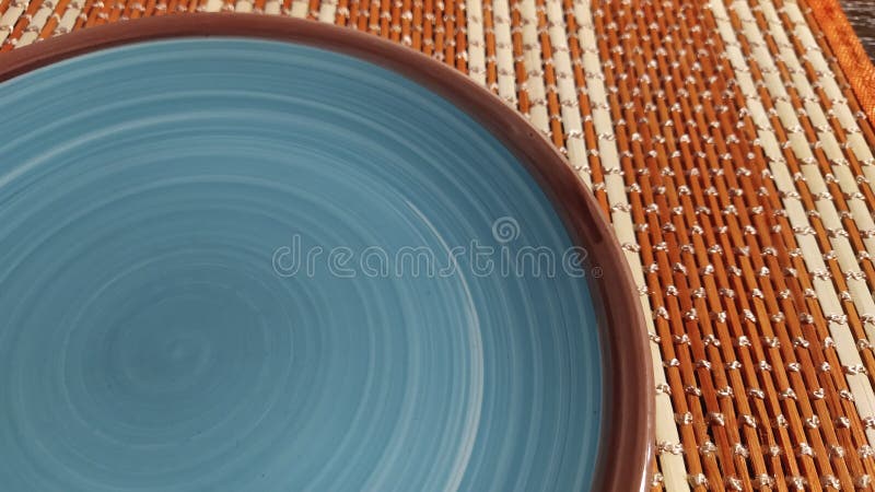 Light Blue Plate on the Table Stock Image - Image of blue, circle ...