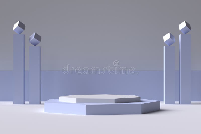 Light Blue Podium on the Background of a Blue Wall with Columns. Square ...
