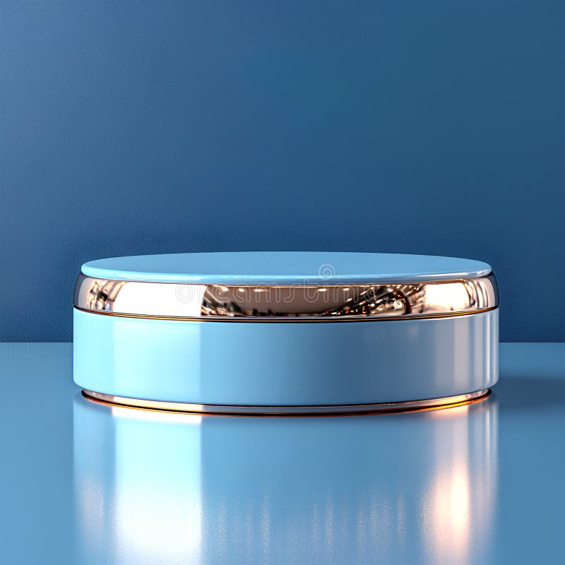 Light Blue Podium with Gold Accents, Ideal for Cosmetics Stock Image ...