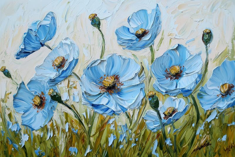 A Light Blue Poppy Petal is Depicted on a Backdrop. Stock Illustration ...