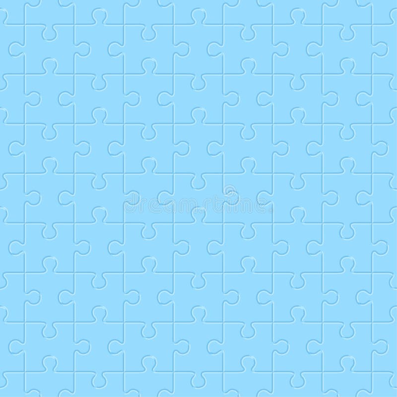 Light Blue Puzzle Pieces Seamless Pattern, Vector Flat Style ...