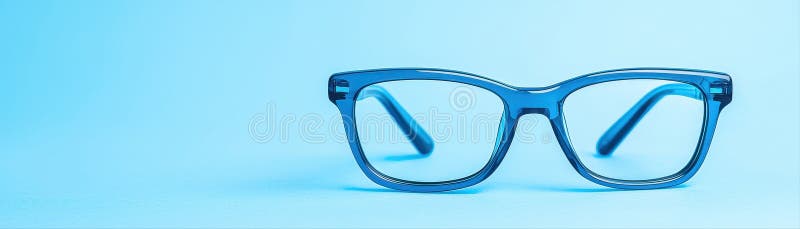 Light Blue Rectangular Eyeglasses on a Matching Light Blue Background ...
