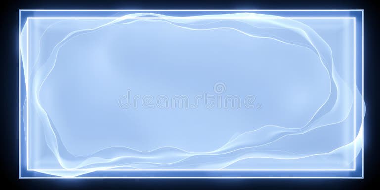 A Light Blue Rectangular Frame with Wispy Lines Inside Against a Dark ...