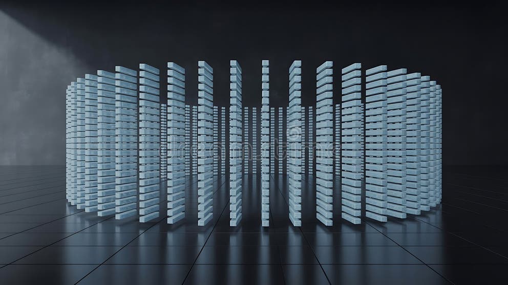 Light Blue Rectangular Pillars Arranged in a Circular Pattern Stock ...